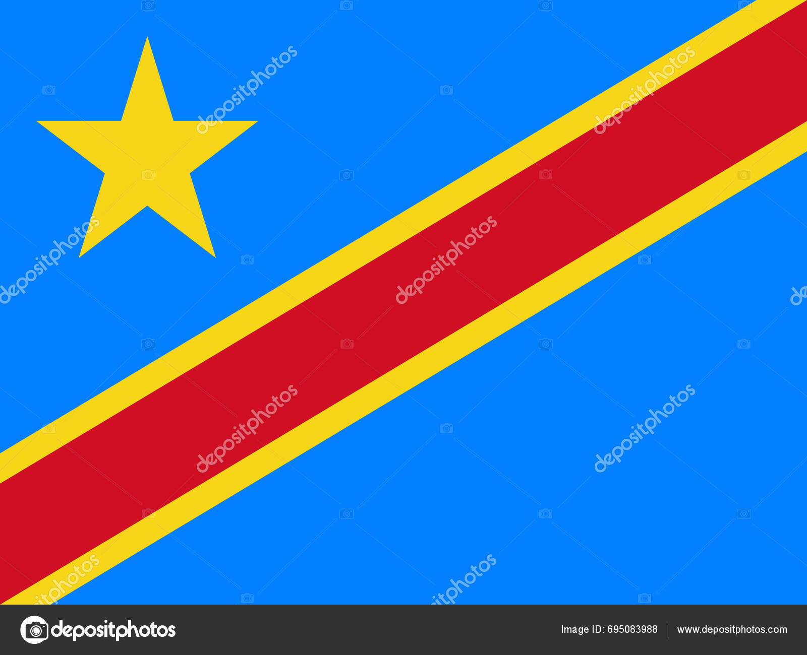 High Detailed Flag Congo Kinshasa National Congo Kinshasa Flag Africa