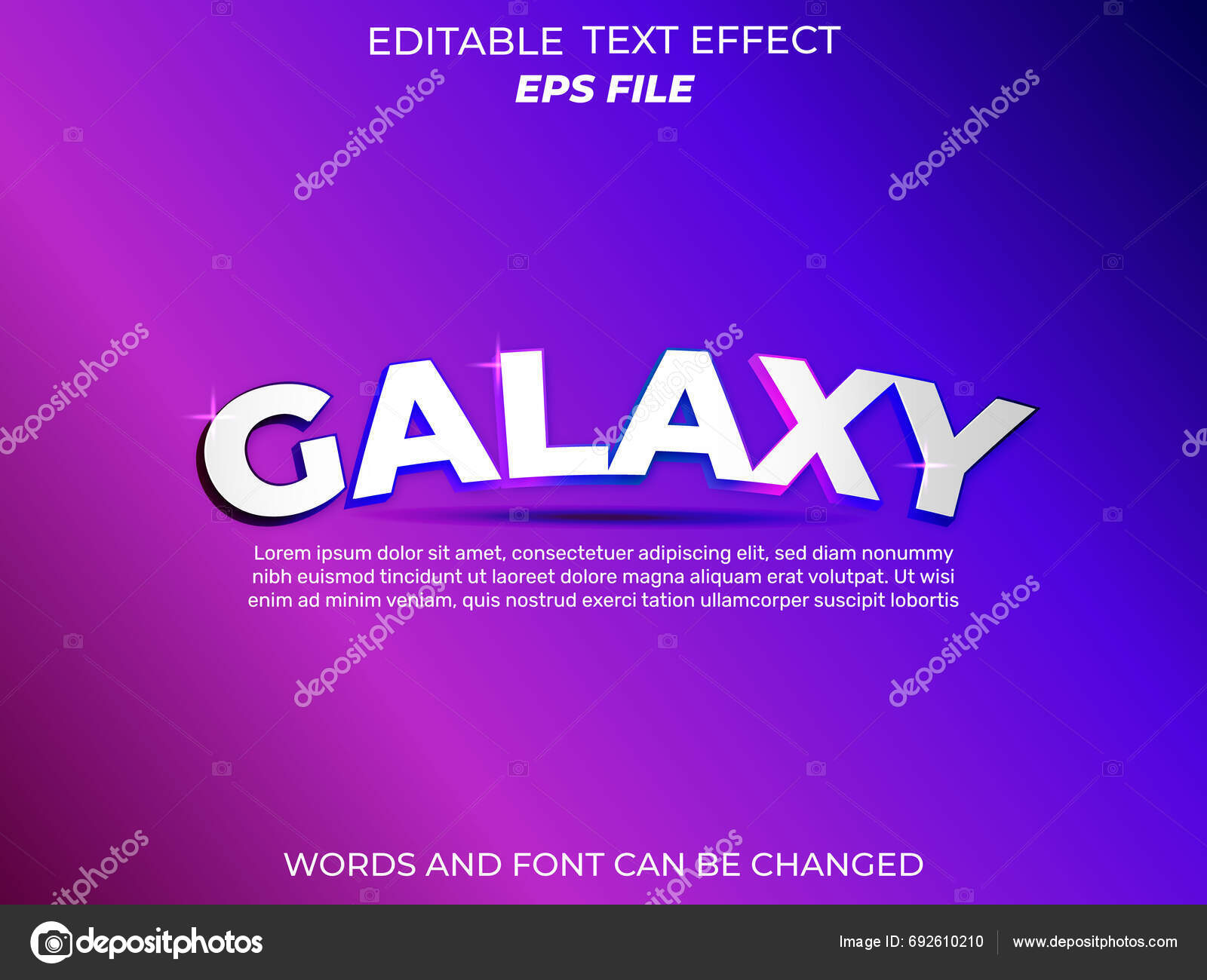 Galaxy Text Effect Font Editable Typography Text Vector Template Stock ...