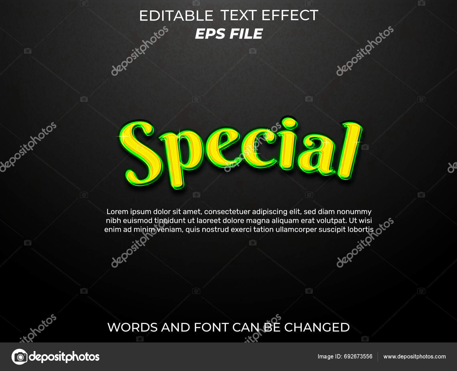 Special Text Effect Font Editable Typography Text Vector Template Stock ...