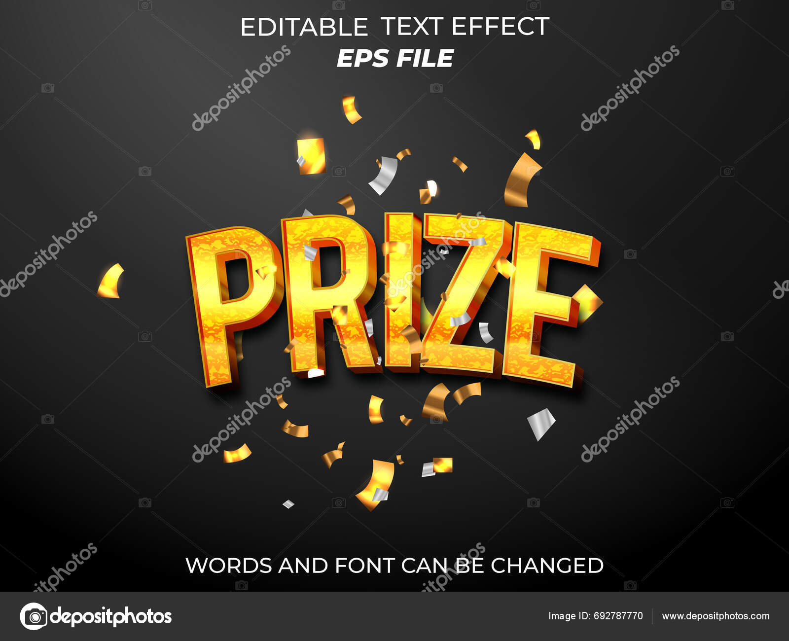 Prize Text Effect Font Editable Typography Text Vector Template Stock ...