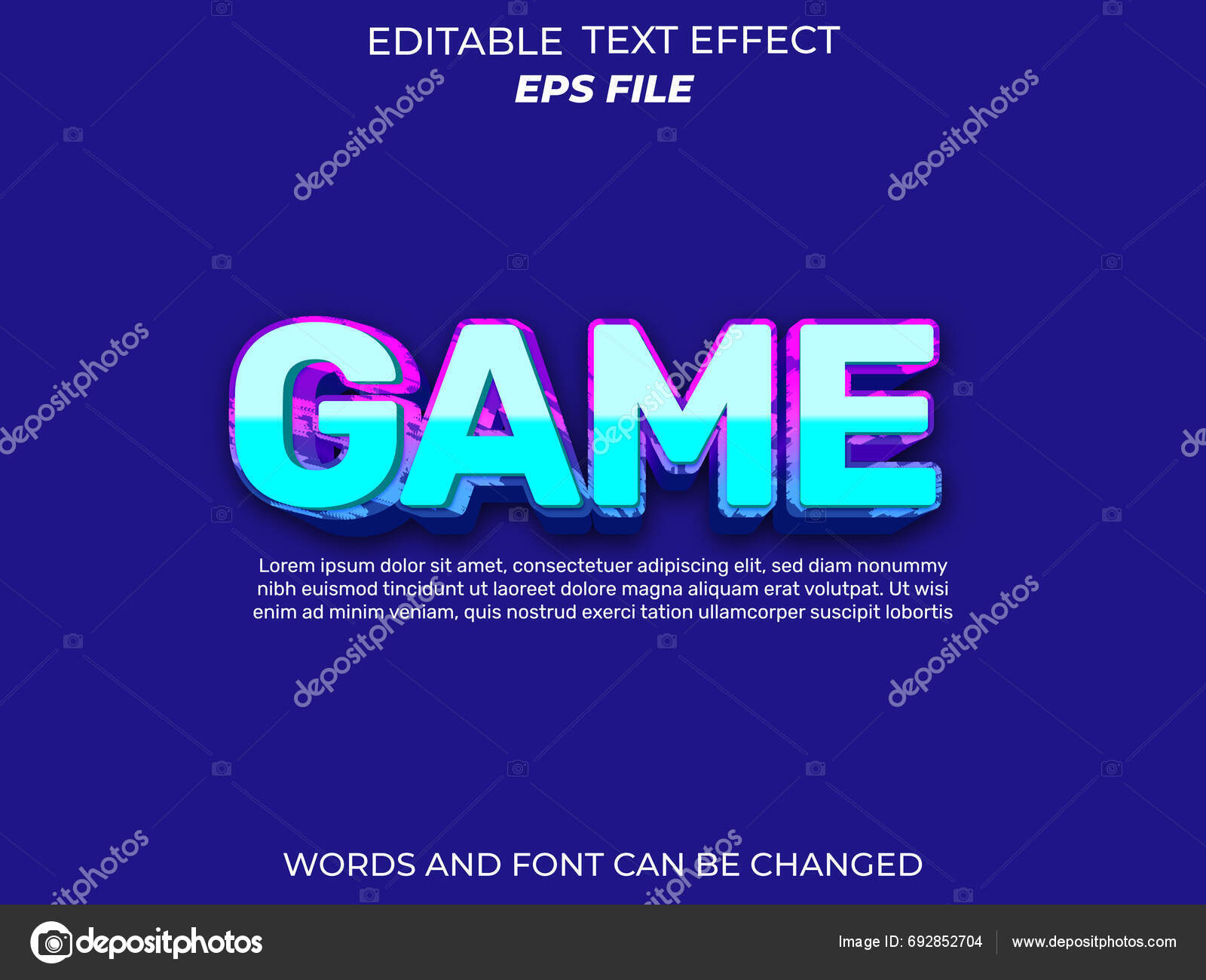 Game Text Effect Font Editable Typography Text Vector Template Stock ...