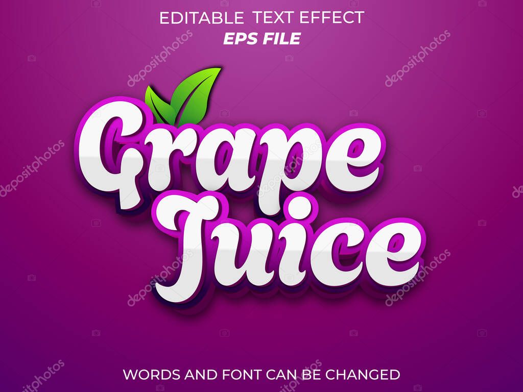 jugo de uva efecto de texto, fuente editable, tipografía, texto 3d ...