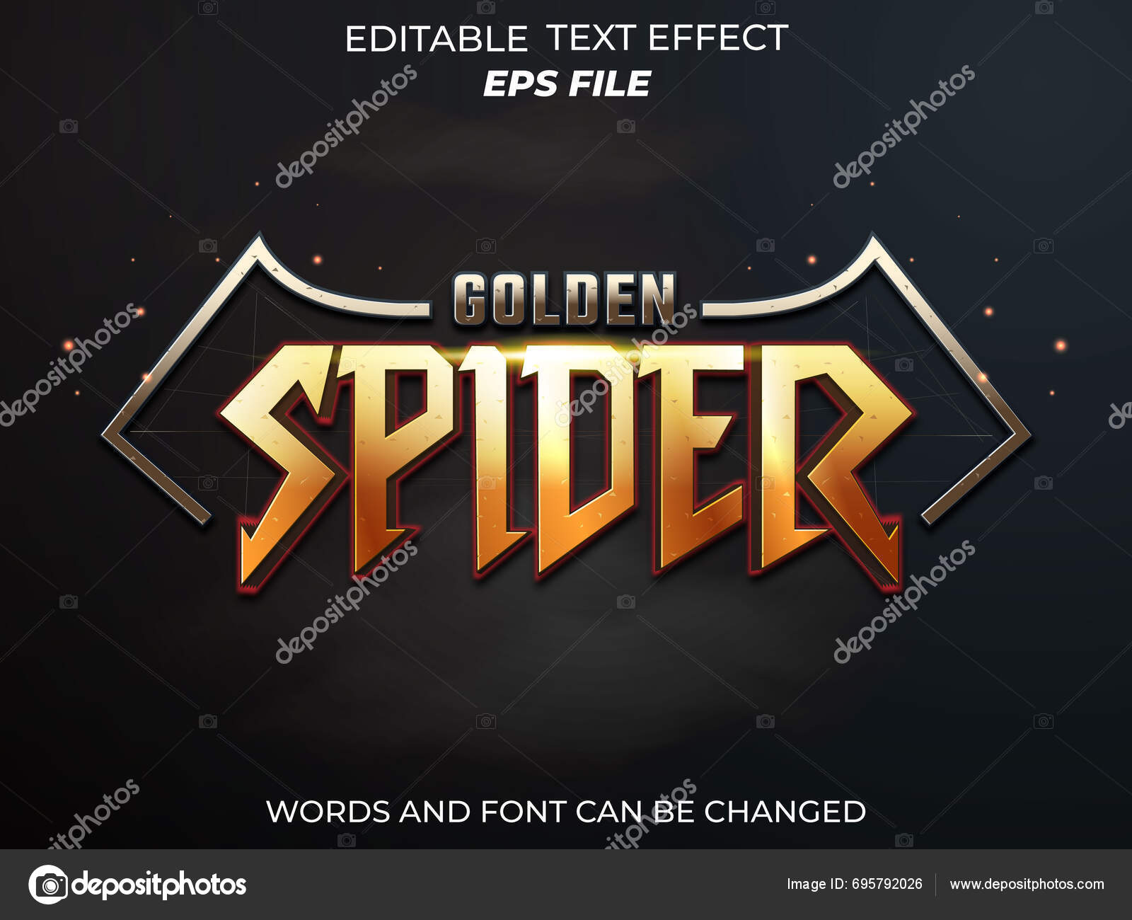 Golden Spider Text Effect Font Editable Typography Text Badge Game ...
