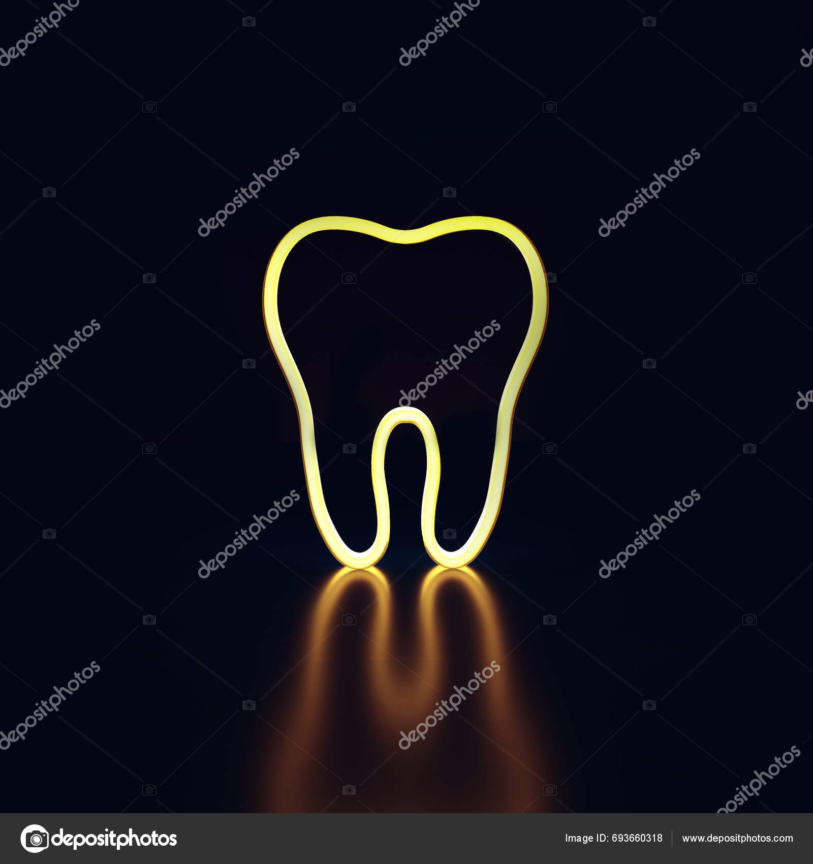 Photo Neon Tooth Dark Background — Stock Photo © phuong080588 #693660318