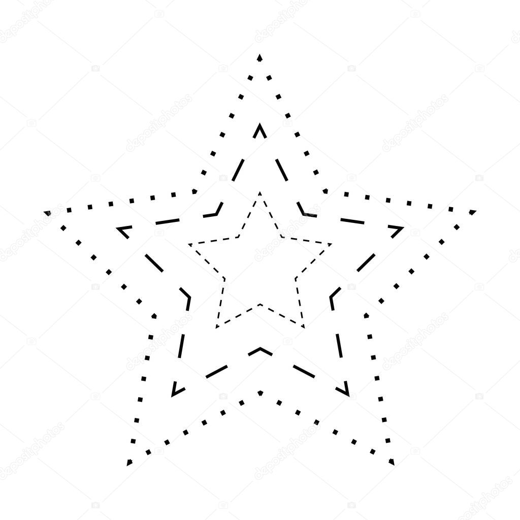 Rastreo de la forma de estrella elemento de línea rota para preescolar ...