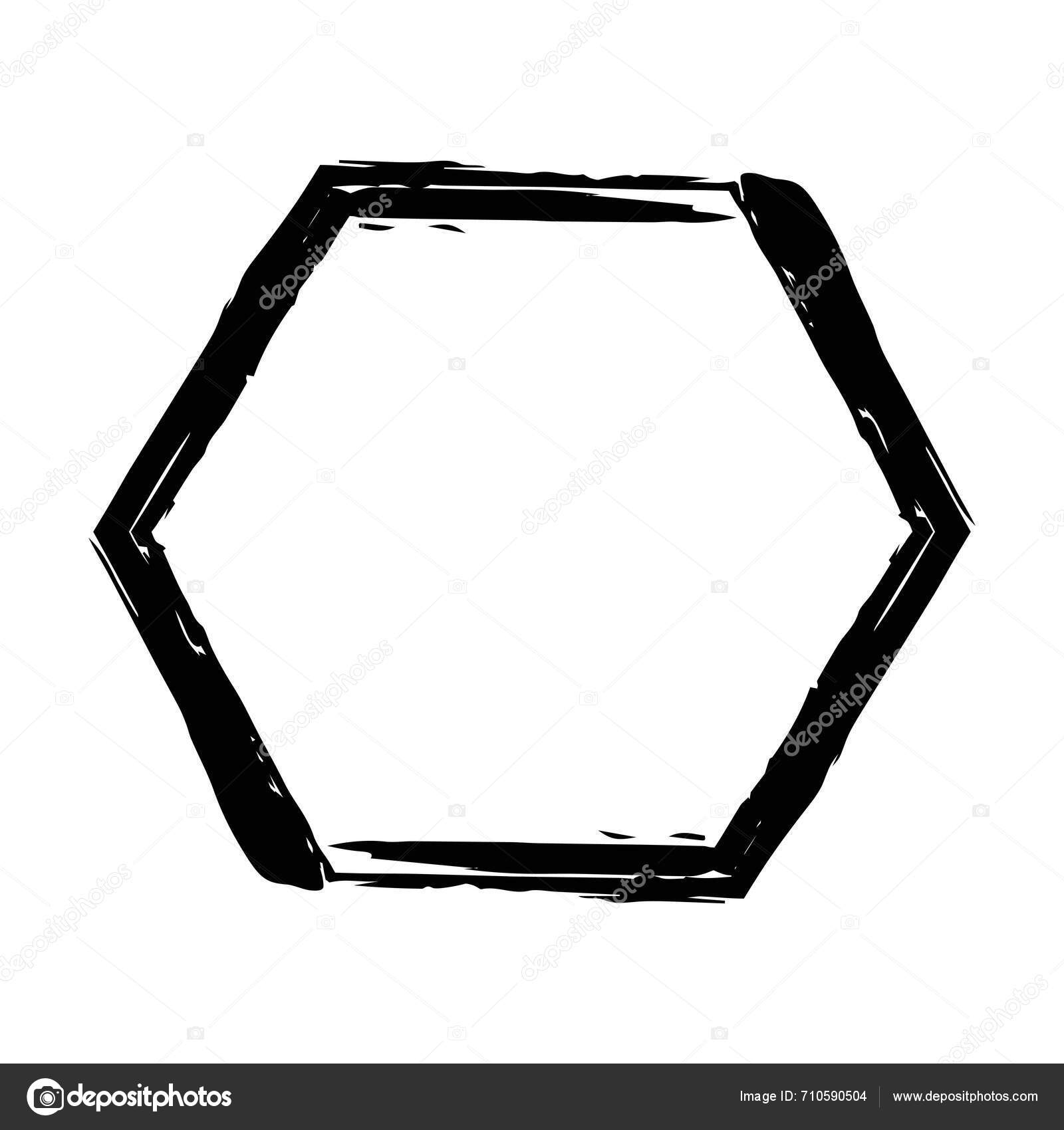 Hexagon Grunge Texture Element Frame Border Shape Icon Decorative Vintage Stock Vector by ...