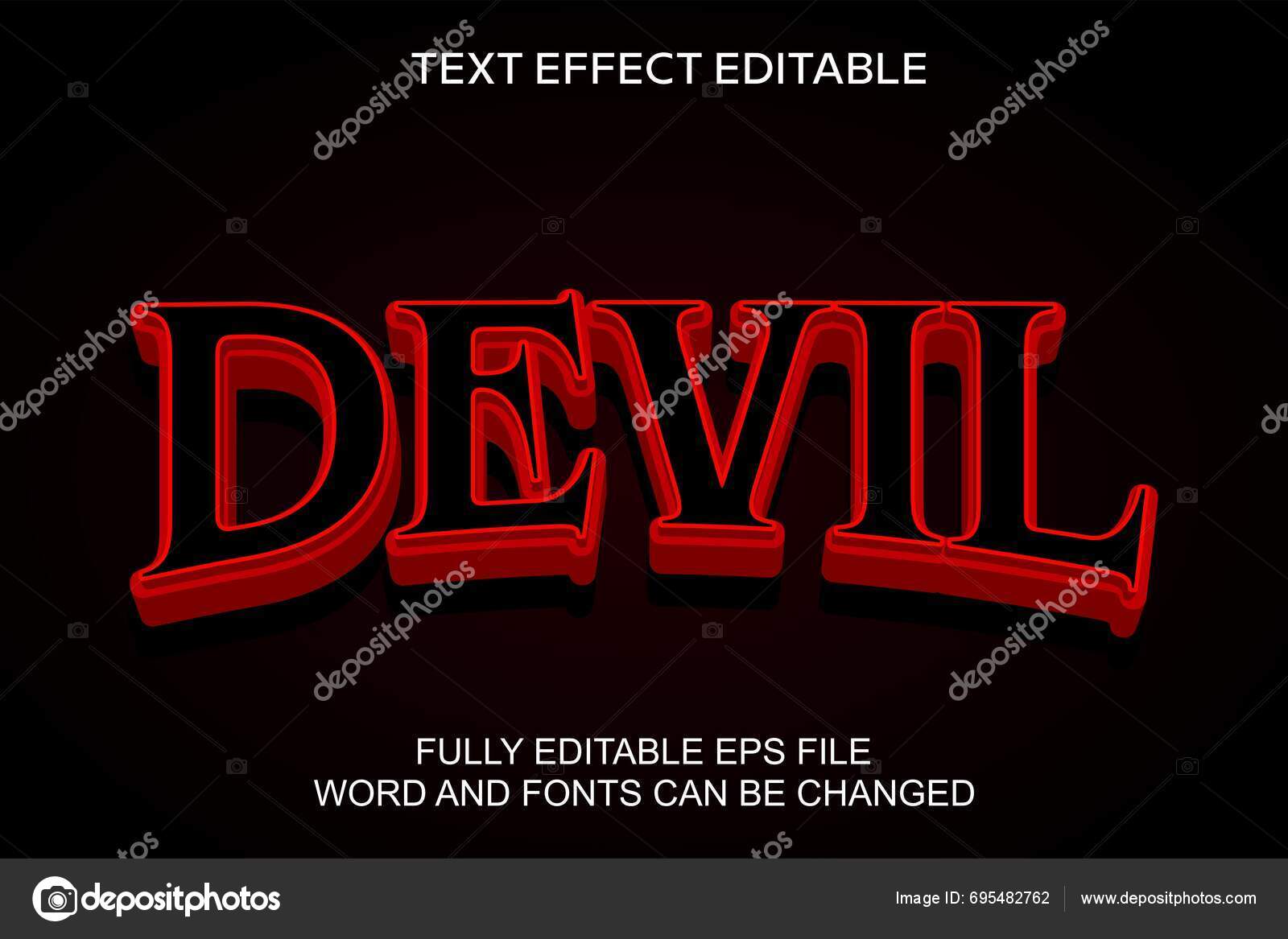 Text Effect Devil Vector Editable Stock Vector by ©WAANE 695482762