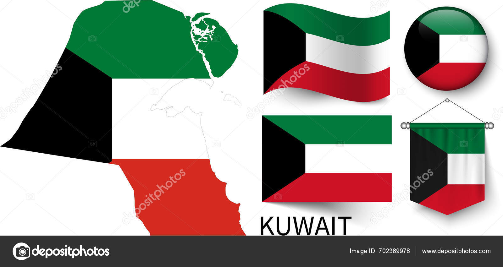 Various Patterns Kuwait National Flags Map Kuwait's Borders Stock ...