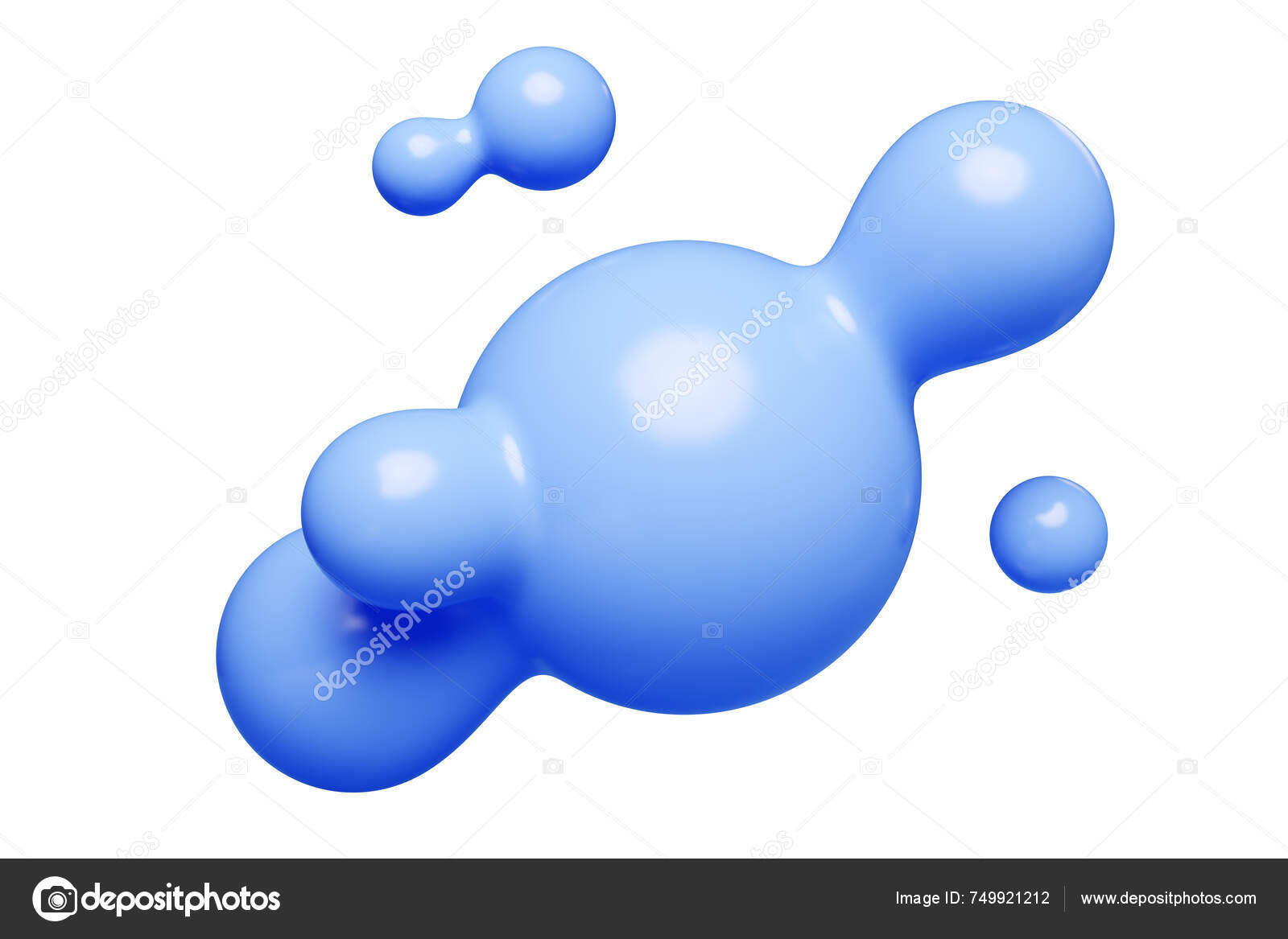 Blue Abstract Liquid Metaball Shape Render Illustration Fluid Soft ...