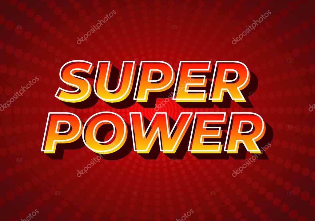 Super poder. Diseño de efecto de texto en estilo 3D, color rojo ...