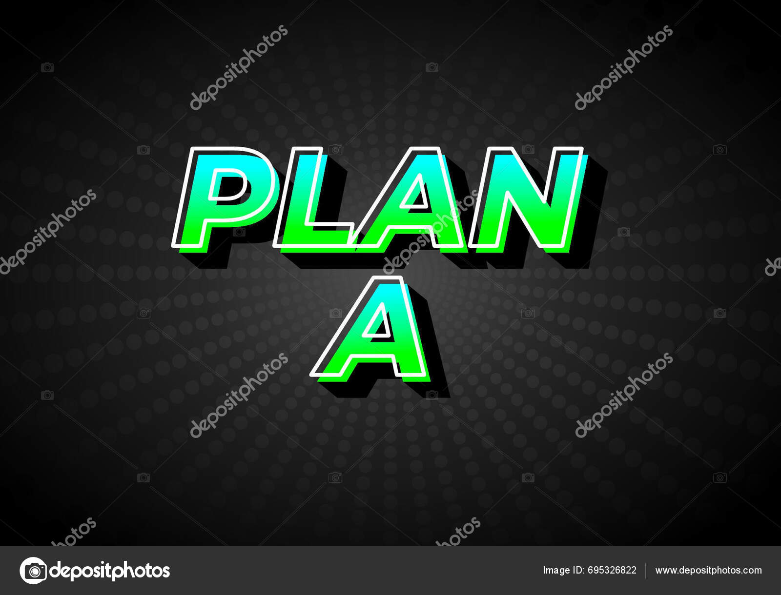 Plan Text Effect Design Gradient Green Blue Color Look Dark Stock ...
