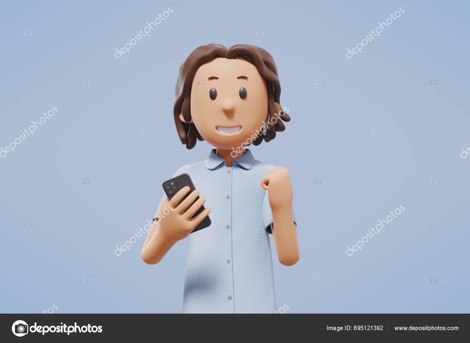 Man Using Smartphone Trading Chatting Smiling Camera — Stock Photo ...