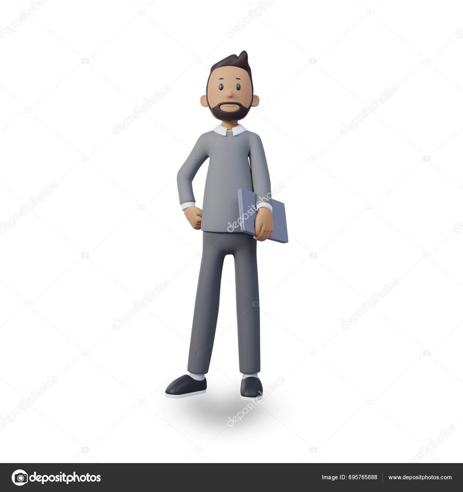 Character Illustration Businessman Standing While Holding Laptop His ... Character Illustration Businessman Standing While Holding Laptop His ...
