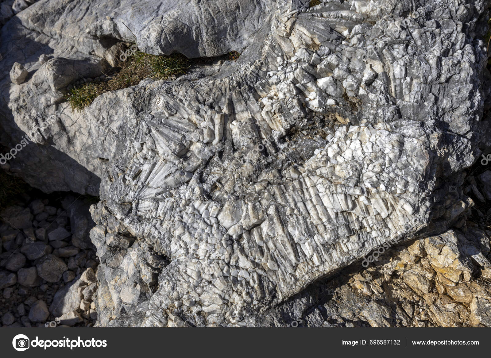 Limestone Rock Crystallization Probably Due Strike Lightning High ...