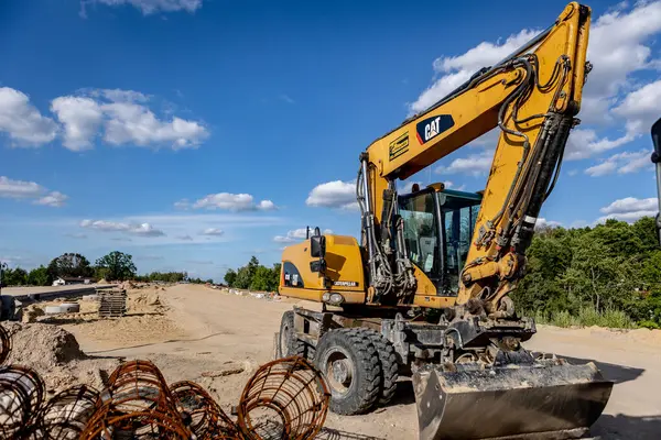 Highway construction. The process of building a highway. Equipment ...