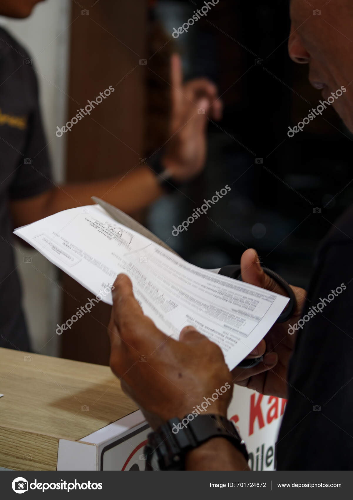 Bandung Indonesia February 2024 Man Cutting Election Paper 2024 ...