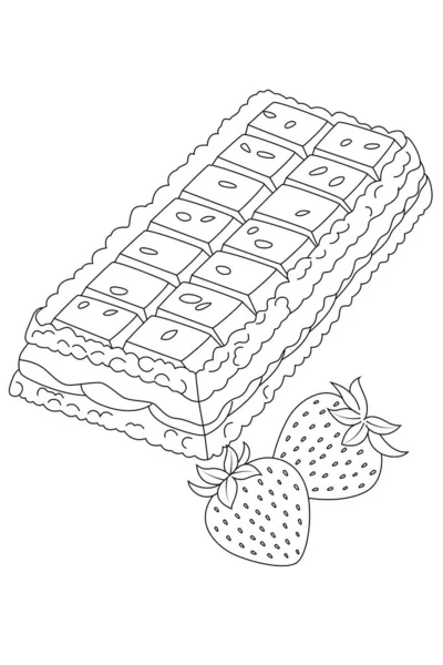Hand Drawn Illustration Strawberry Fudge Yogurt Coloring Page Kids ...