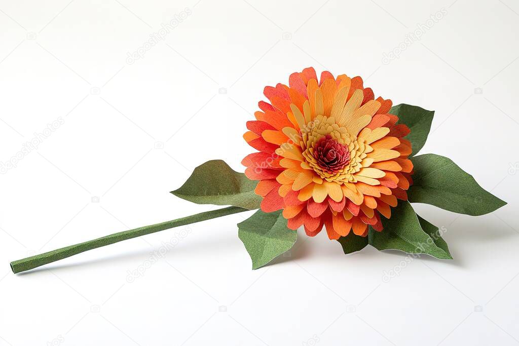 Un hermoso y detallado corte de papel de una margarita gerbera naranja ...