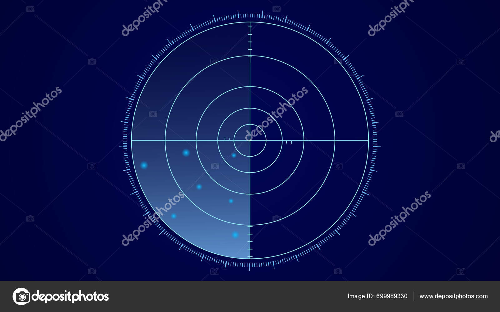 Digital Technology Radar Screen Scanning Different Information ...