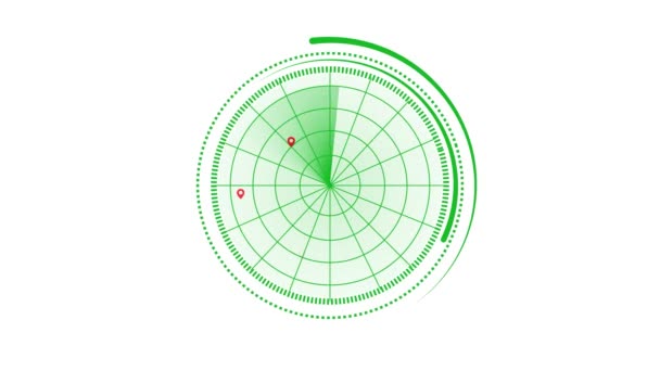 Animated Radar Screen Green Lines Icon White Background — Stock Video ...
