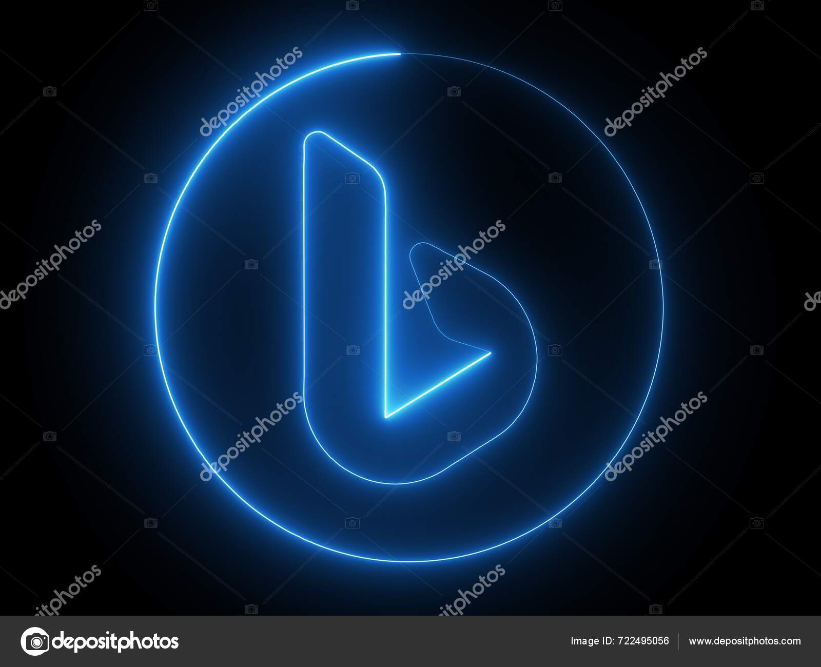 Glowing Blue Neon Bing Logo Black Background — Stock Photo © Think ...