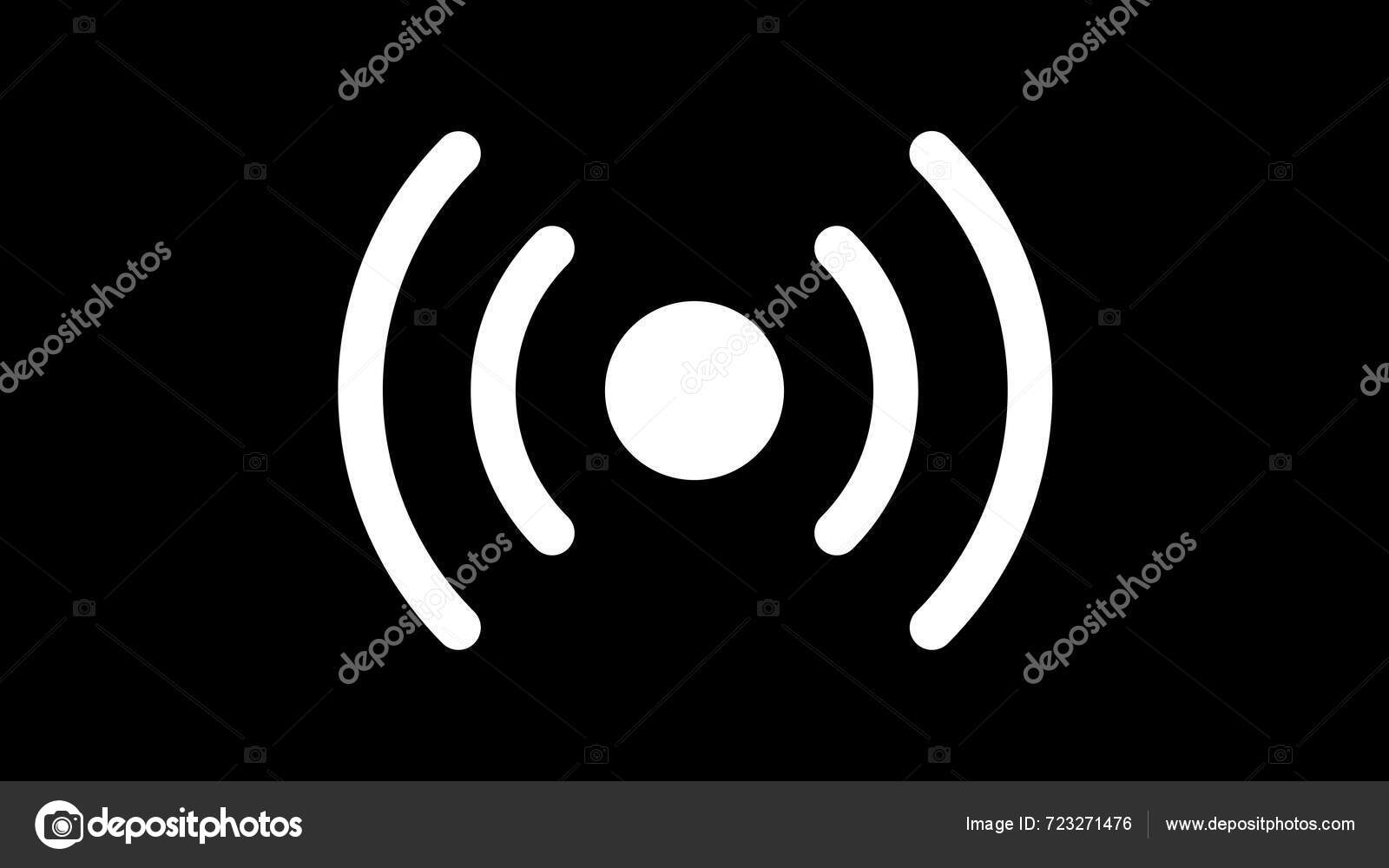 White Wireless Signal Icon Black Background Representing Network ...