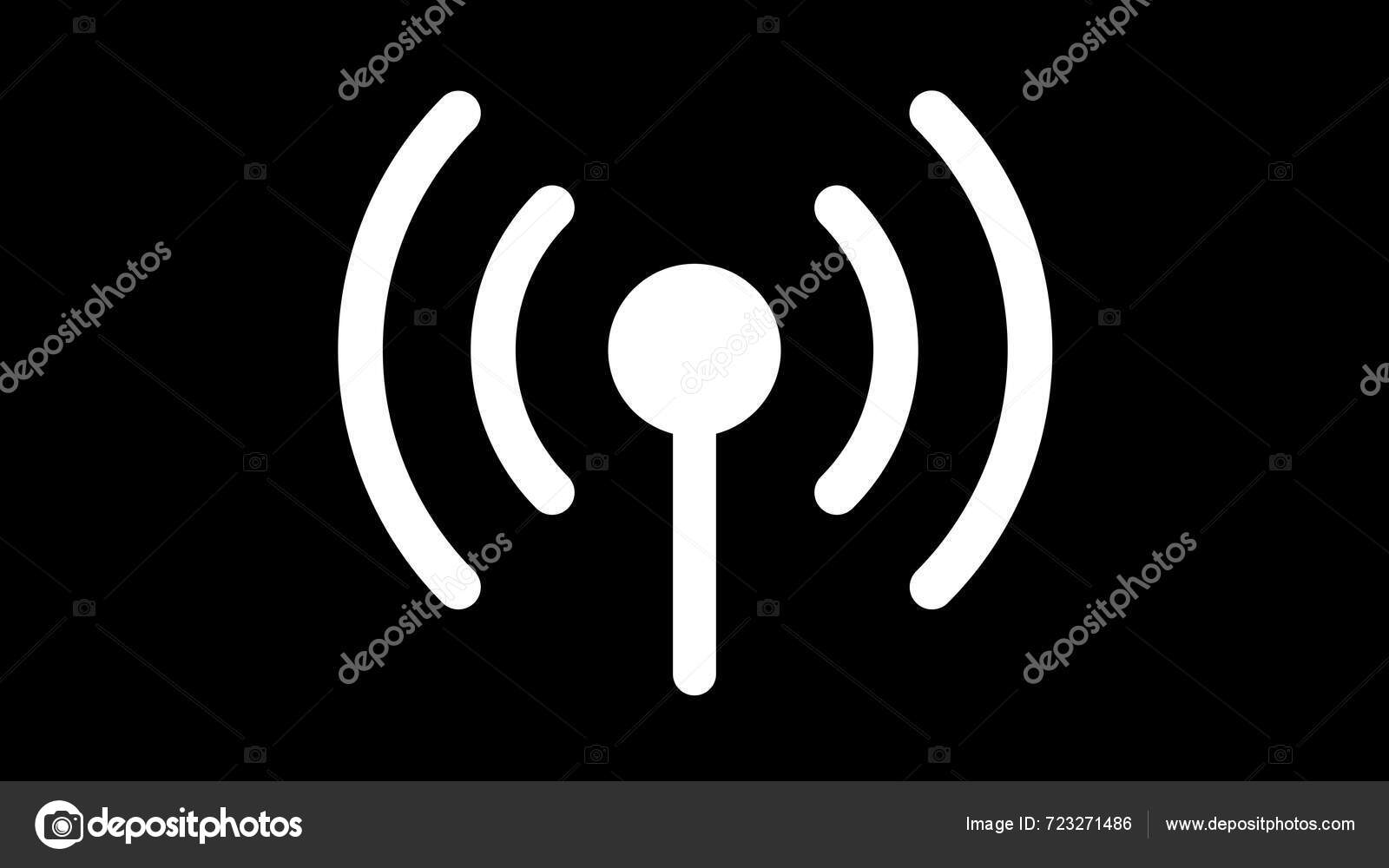 White Wireless Signal Icon Black Background Representing Network ...