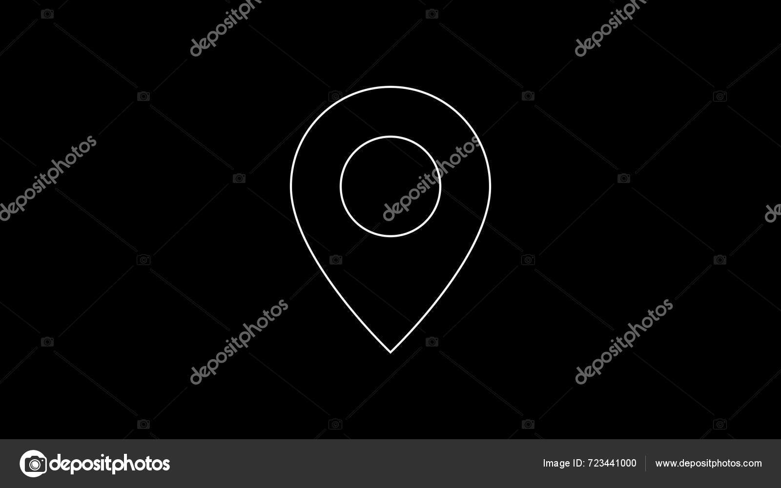 Minimalist White Location Pin Icon Black Background — Stock Photo ...