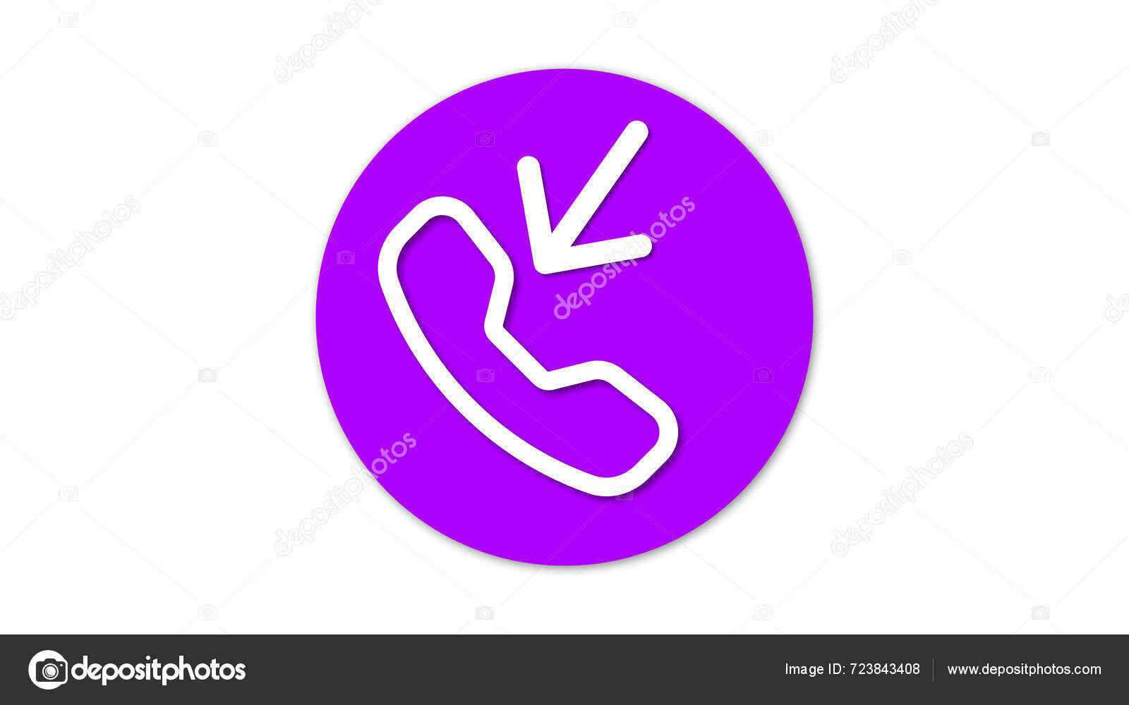 Purple Circular Icon White Phone Receiver Arrow Pointing Downwards ...