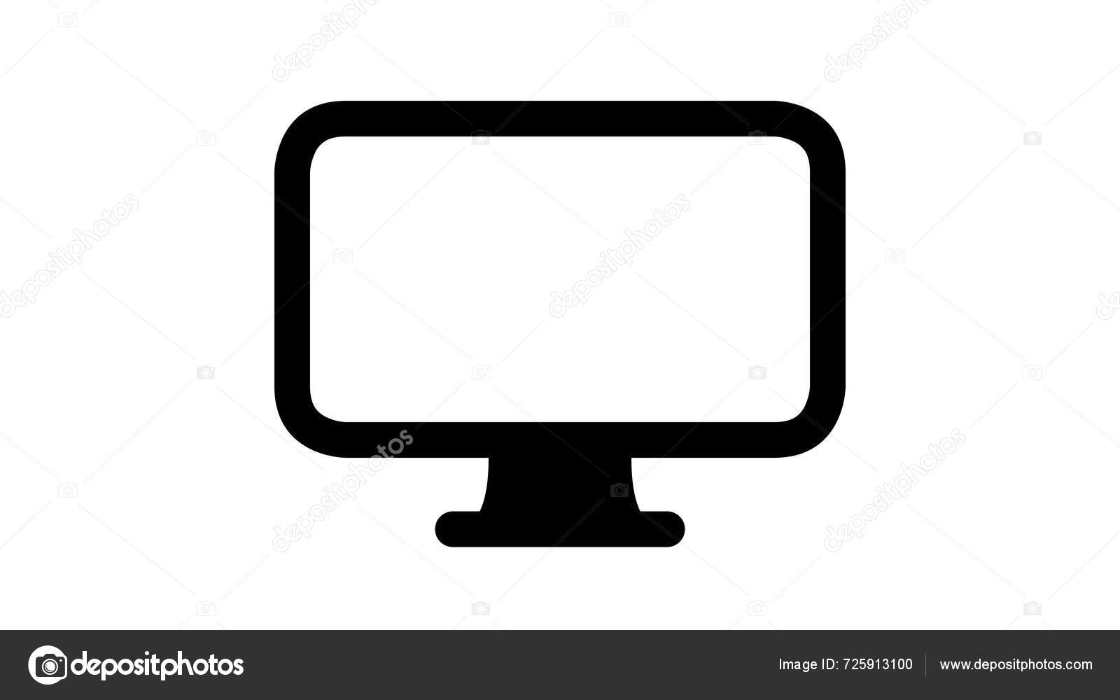 Simple Black White Icon Computer Monitor Blank Screen — Stock Photo ...