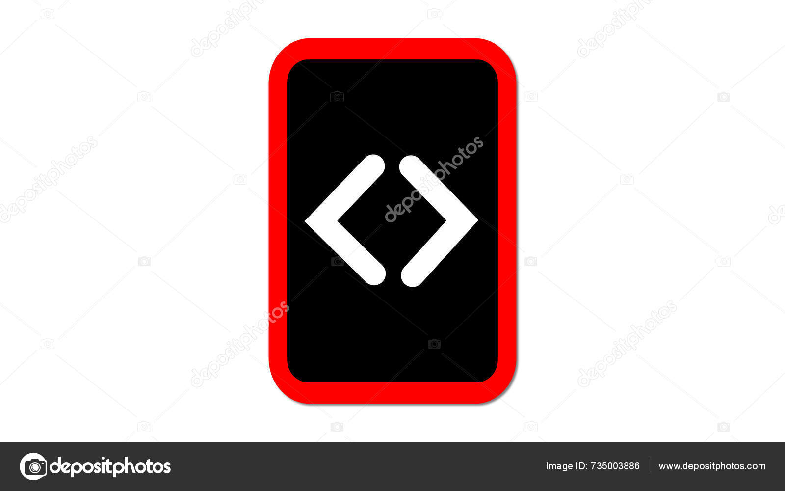 Black Rectangle Red Border Containing White Code Symbol Angle Brackets ...