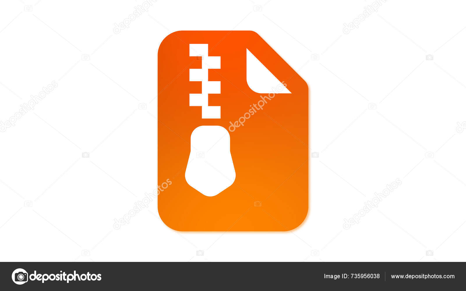 Orange White Icon Representing Compressed File Featuring Zipper ...