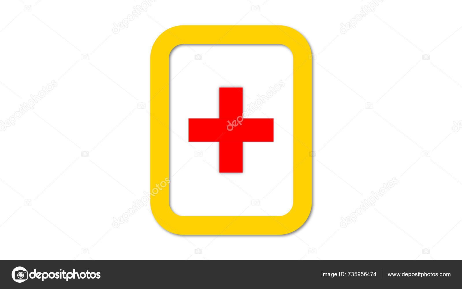 Simple Graphic Design Featuring Red Cross Symbol Yellow Rectangular ...