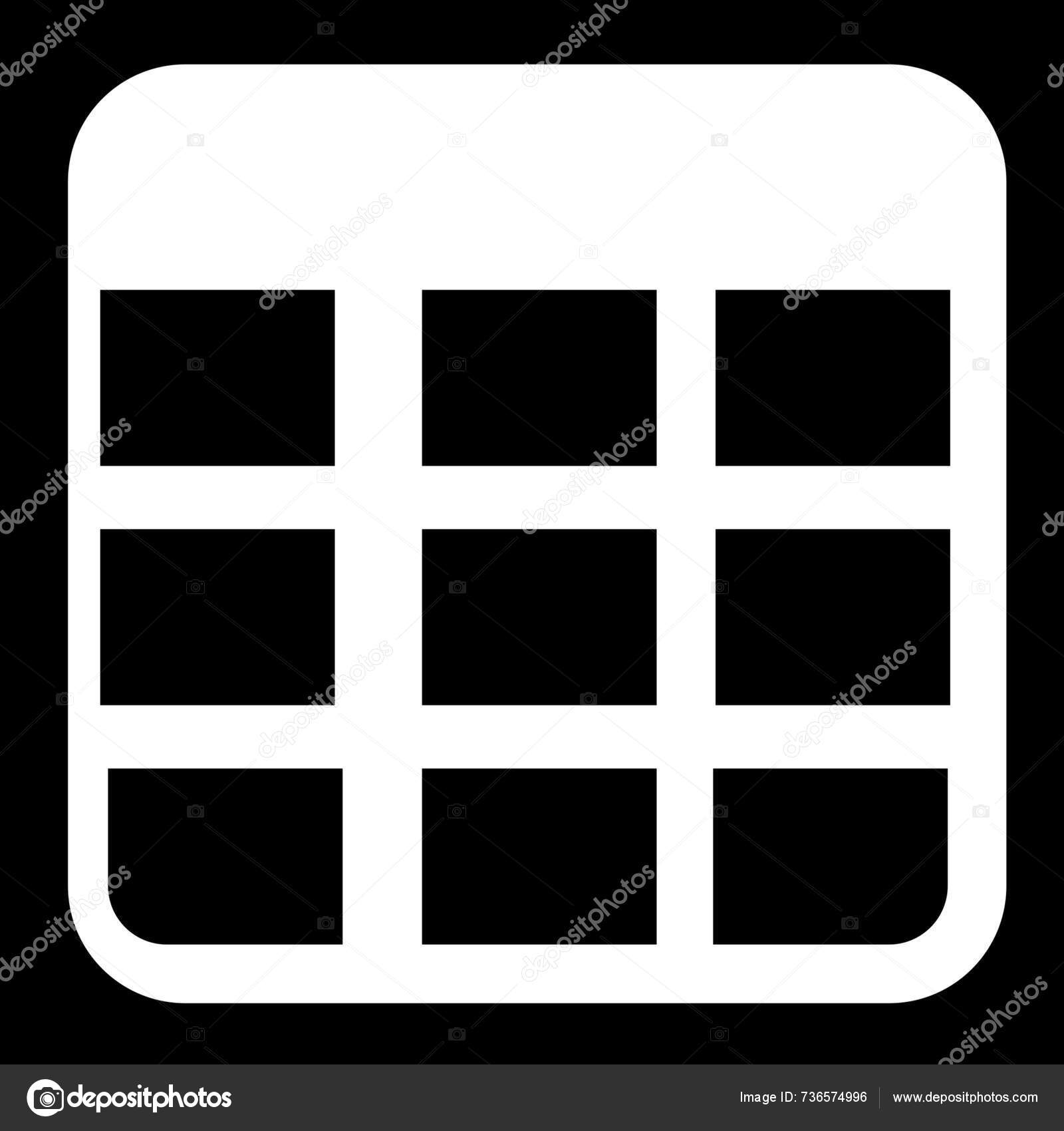 Simple White Grid Icon Black Background Representing Table Grid Layout ...