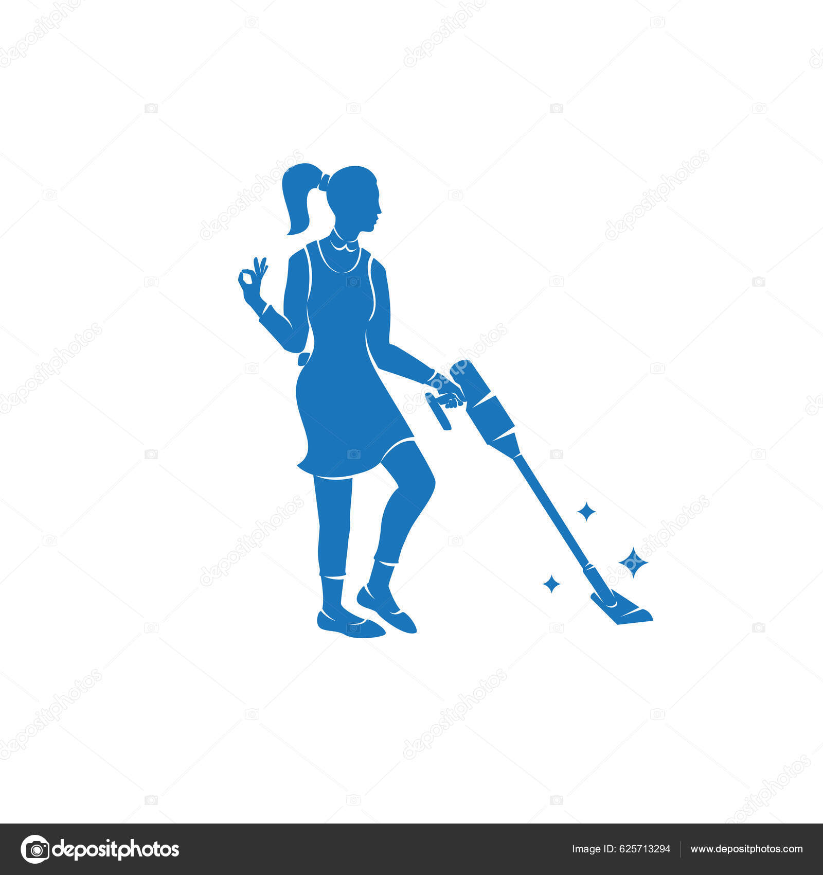 Cute Cartoon Housekeeper Maid Logo Sign House Cleaning Maid Service ...