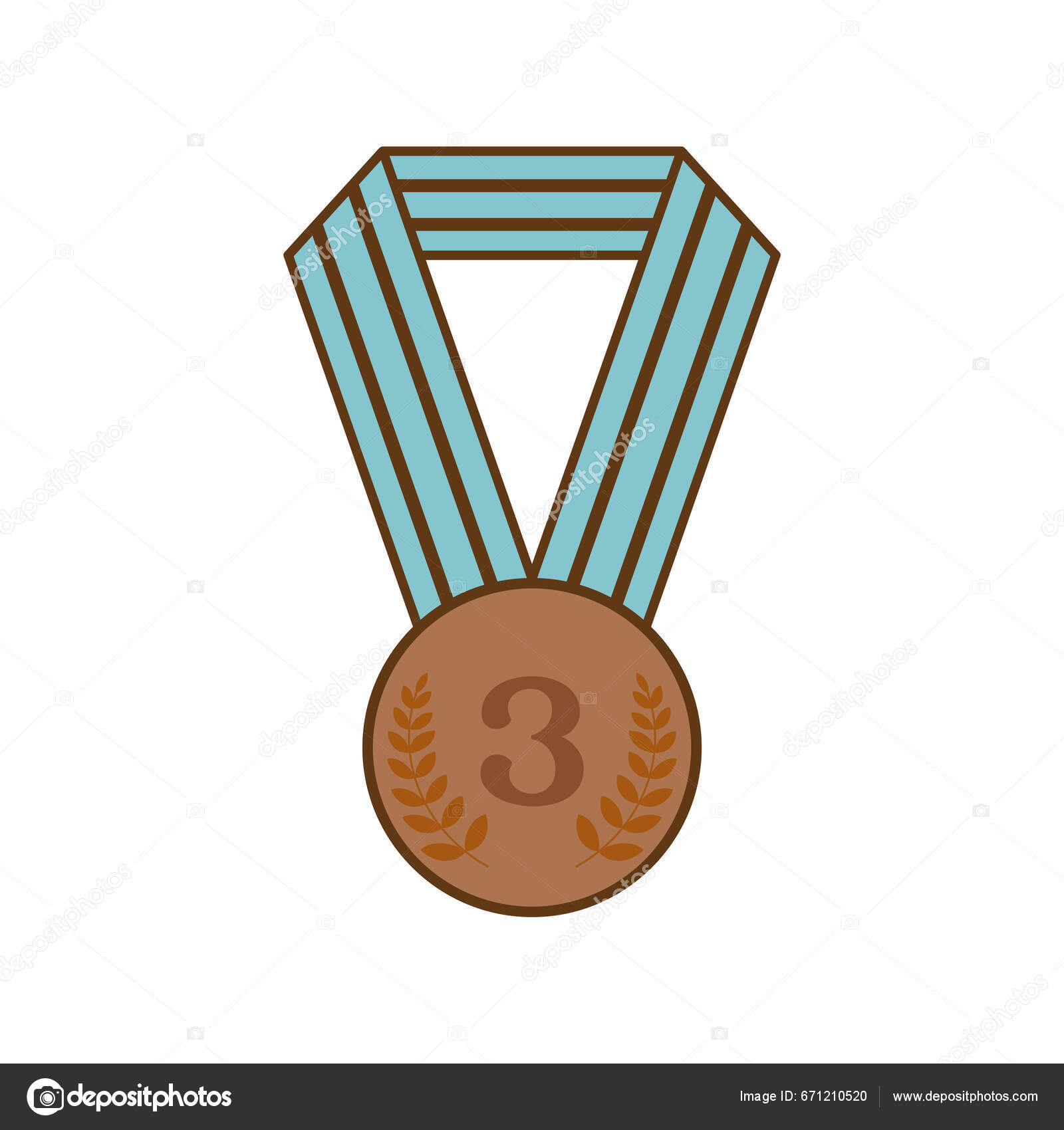 Award Ribbon Bronze Medal Number Third Icon 3Nd Success Champion Stock ...