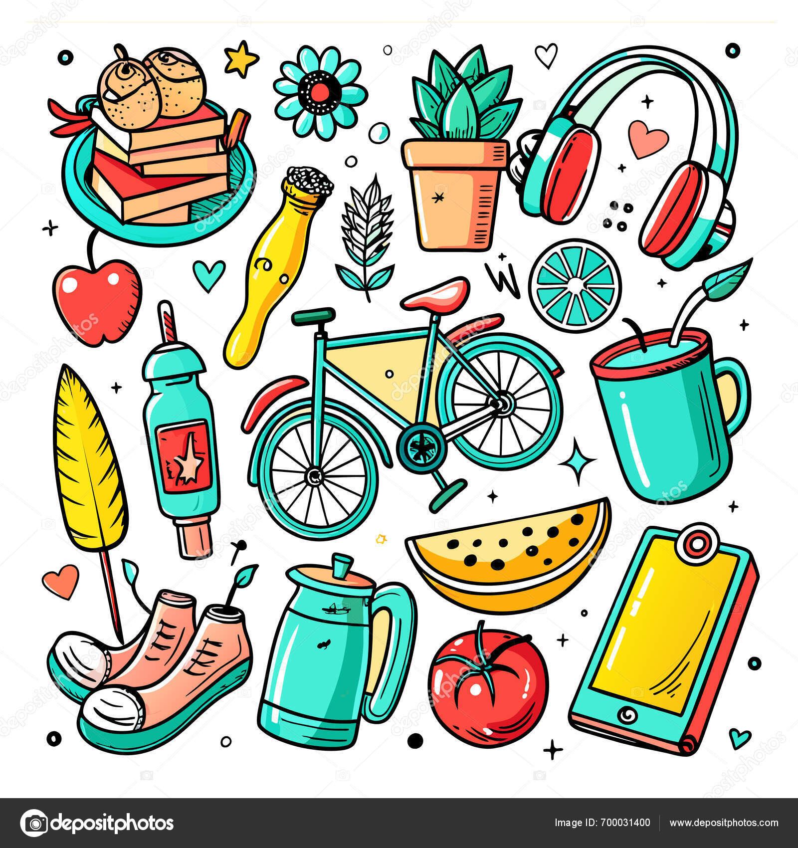 Vector Conjunto Paquete Ilustración Estilo Vida Vector de stock ...