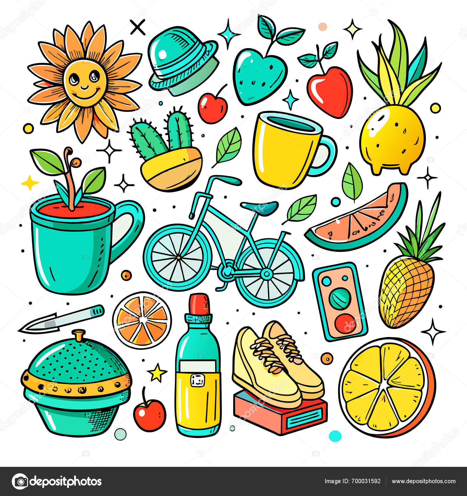 Vector Conjunto Paquete Ilustración Estilo Vida Vector de stock ...