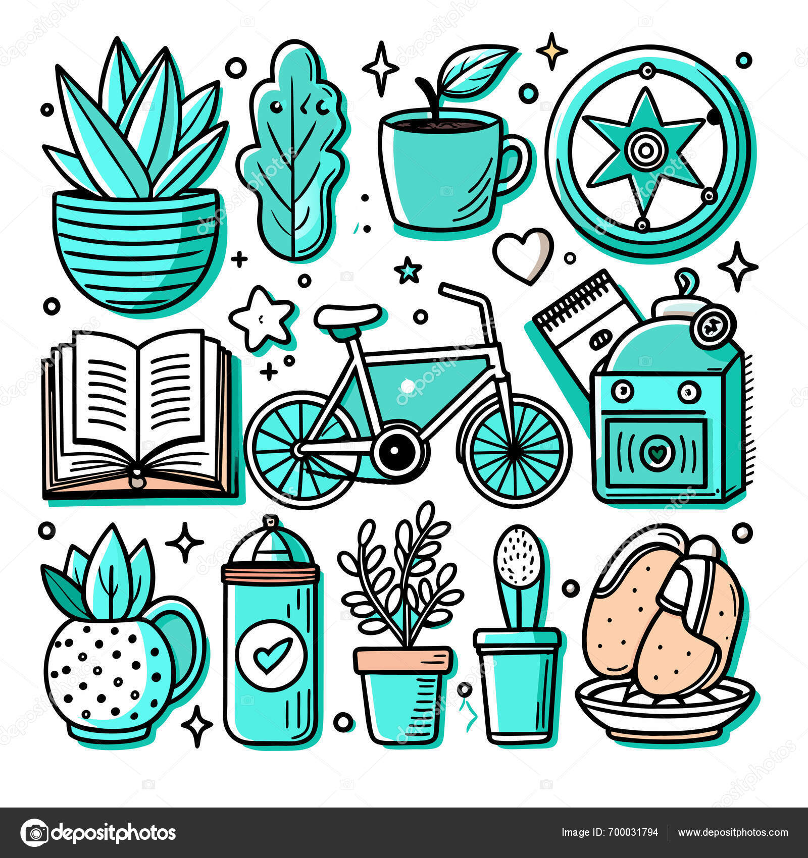 Vector Conjunto Paquete Ilustración Estilo Vida Vector de stock ...