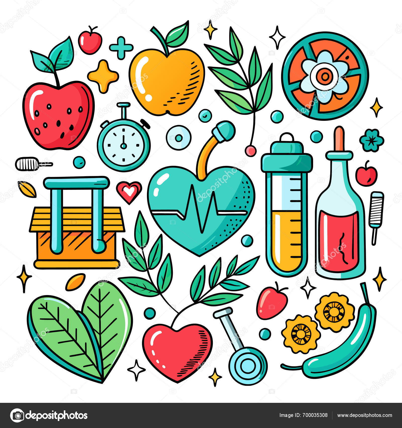 Conjunto Vectores Paquete Salud Vector de stock #700035308 de ©Yanss25