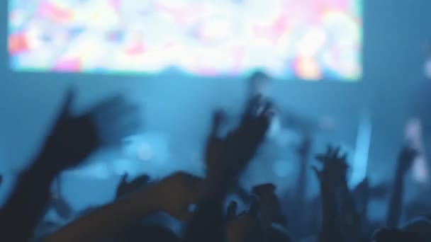 People Crowd Waving Hands Live Concert Mid Shot — Stock Video ...