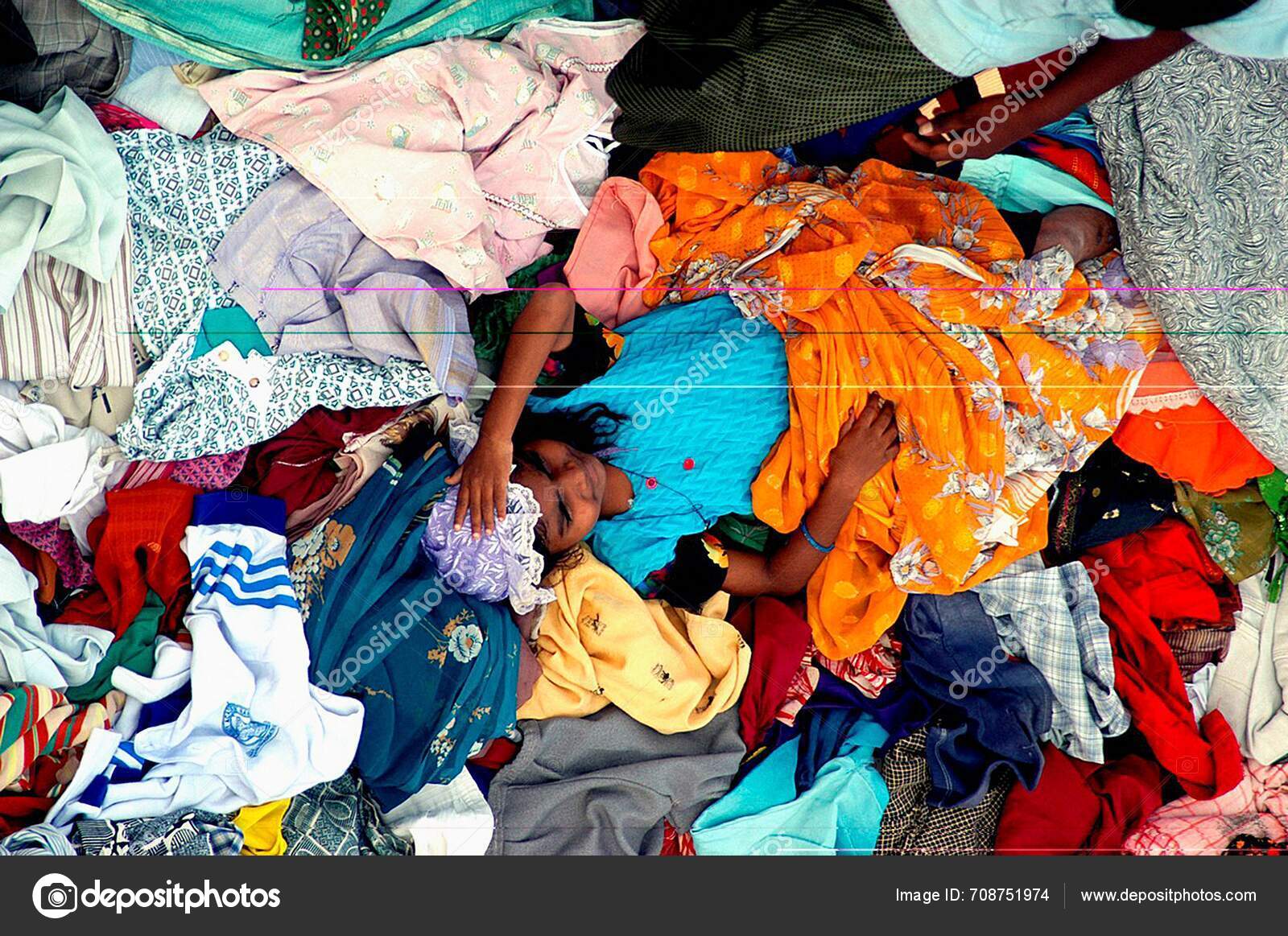 Girl Selecting Clothes Stacks Clothes Arrived Nagapatinam Tsunami ...
