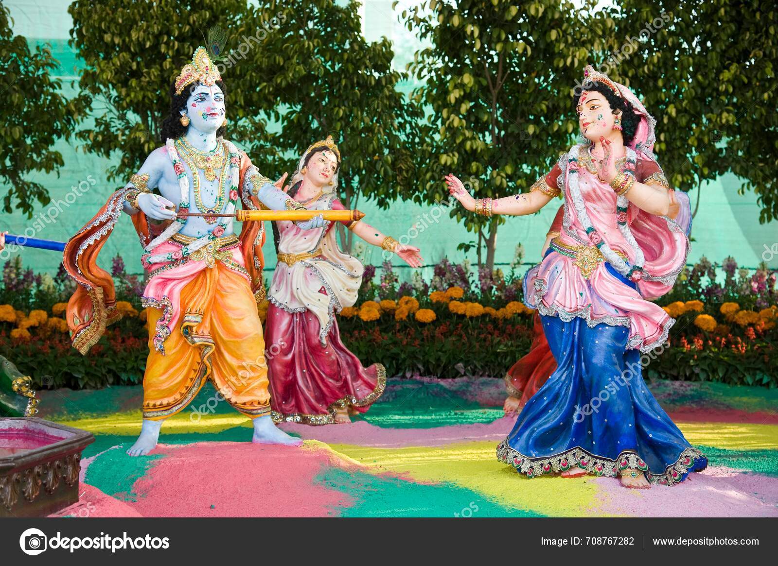 Radha Krishna Playing Holi Statue Prem Mandir Mathura Uttar Pradesh ...