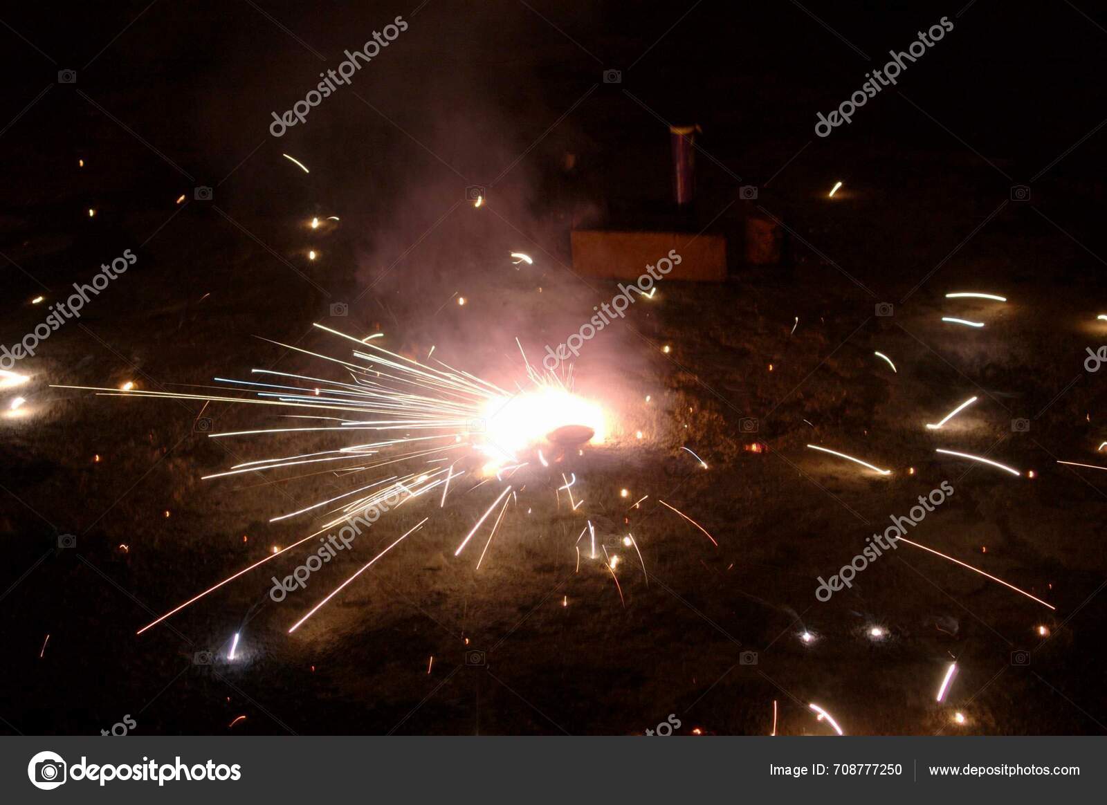 People Celebrating Holiday Fireworks Pyrotechnics Explosion — Stock ...