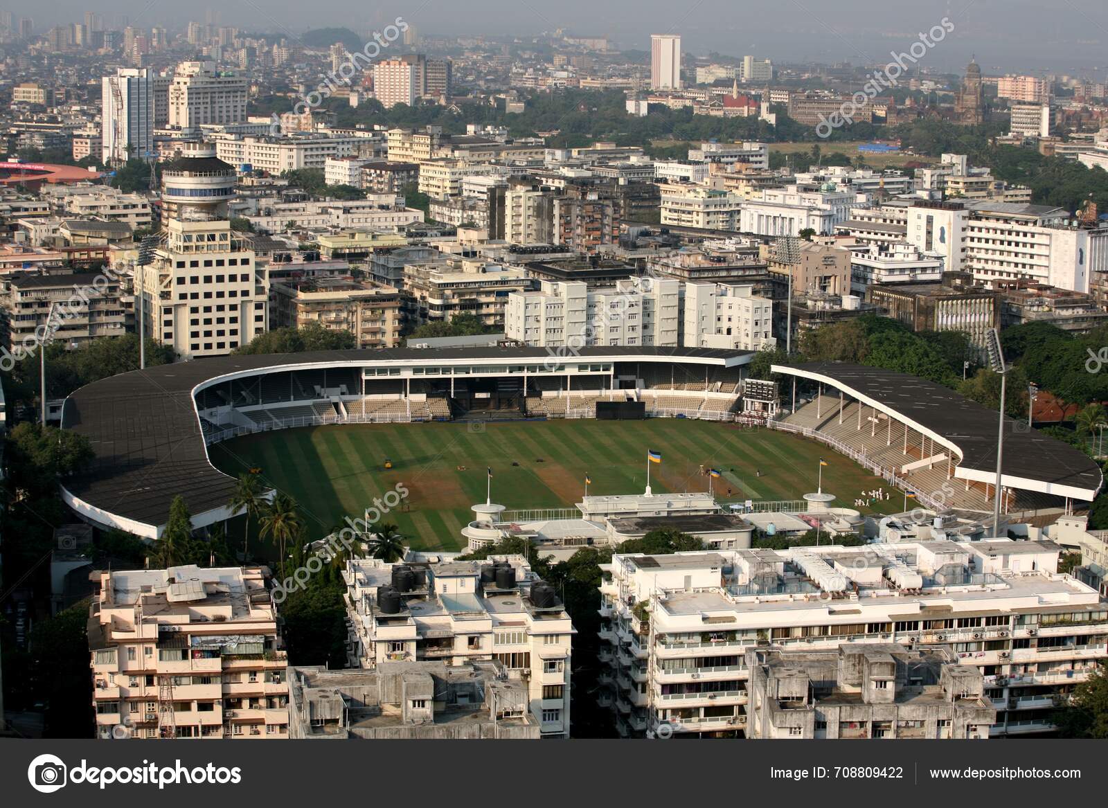 Aerial View Bourbon Stadium Amidst Art Deco Buildings Bombay Mumbai ...