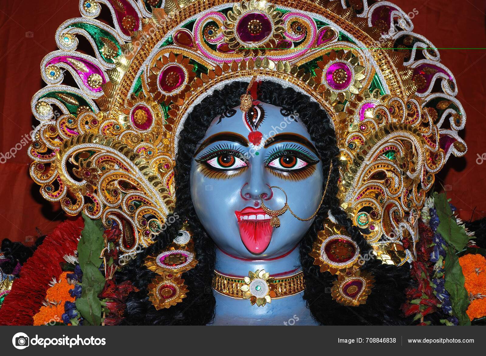 Decorative Kali Clay Model Showing Third Eye Open Durga Puja — Stock ...