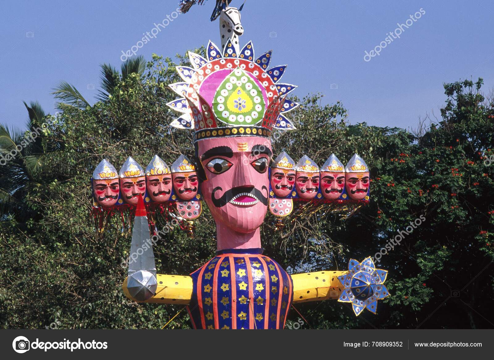 Face Ravan Statue Close Ups Ramleela Dussera Dusera Festival Azad ...