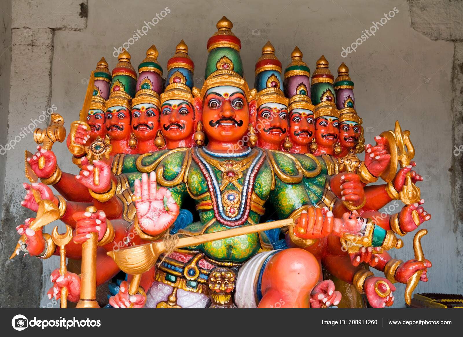 Statue Ravana Nine Head Ten Head Temple Chennai Tamil Nadu — Stock ...
