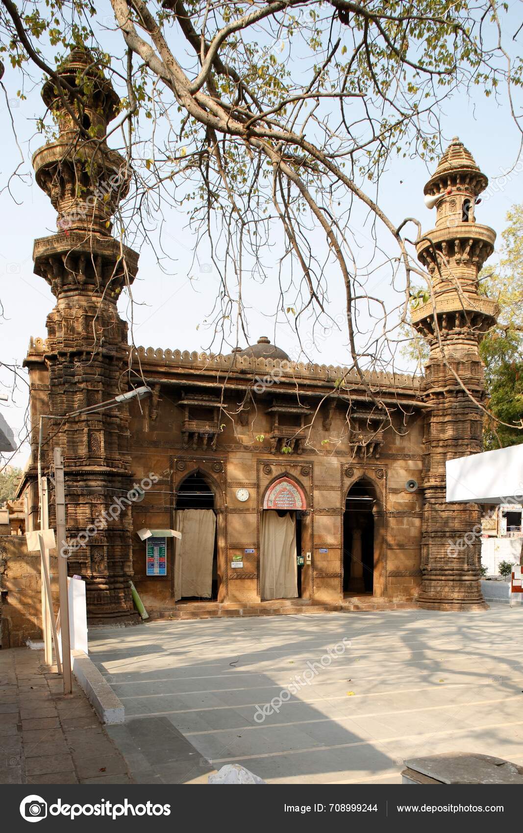Heritage Stone Mosque Muhafiz Khan 1485 Ahmedabad Gujarat India — Stock ...