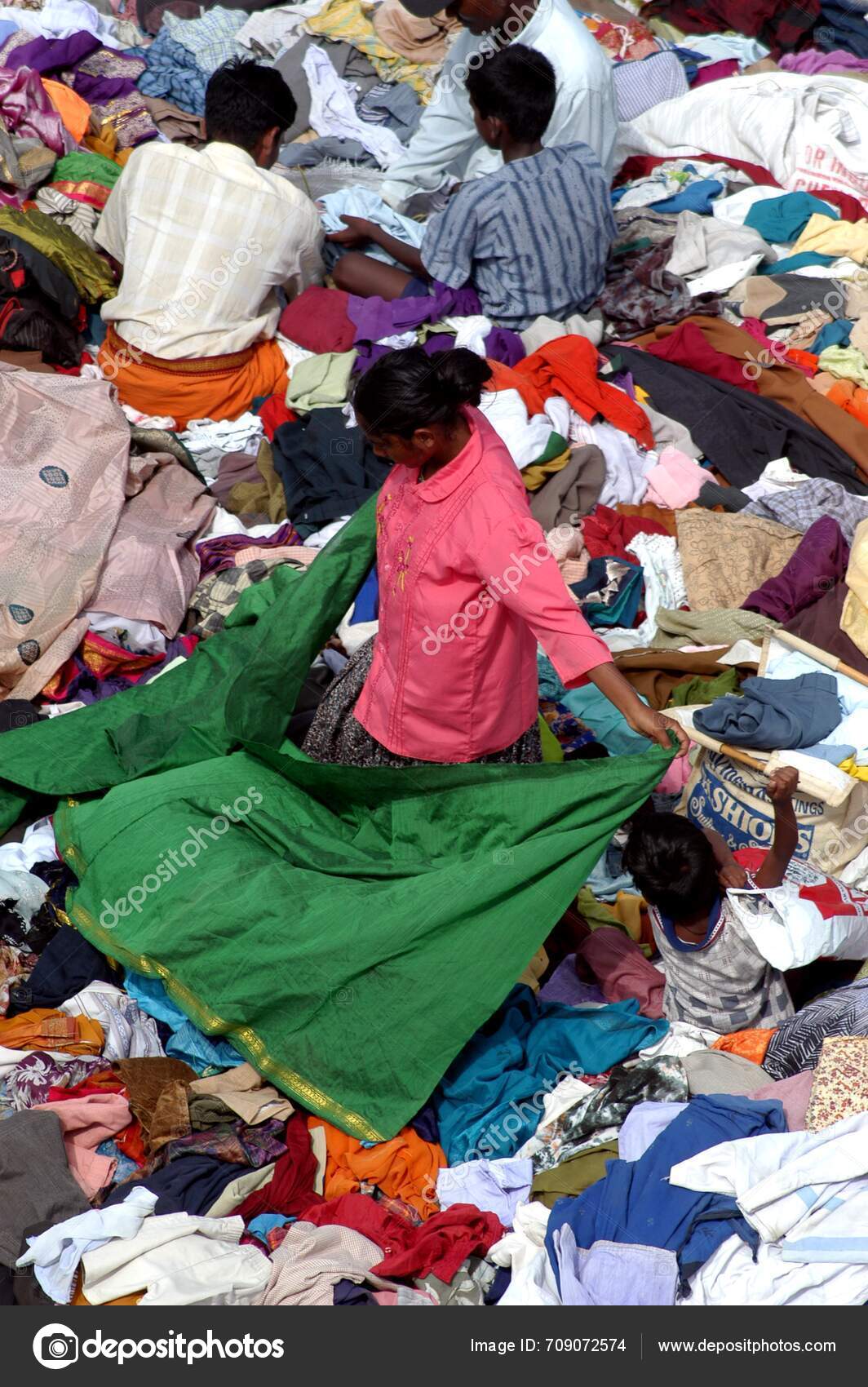 Girl Selecting Clothes Stacks Clothes Arrived Nagapatinam Tsunami ...